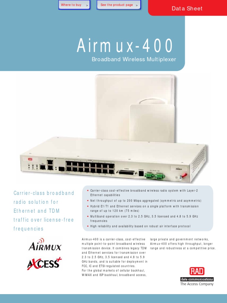 Airmux-400: Broadband Wireless Multiplexer | PDF | Internet Access ...