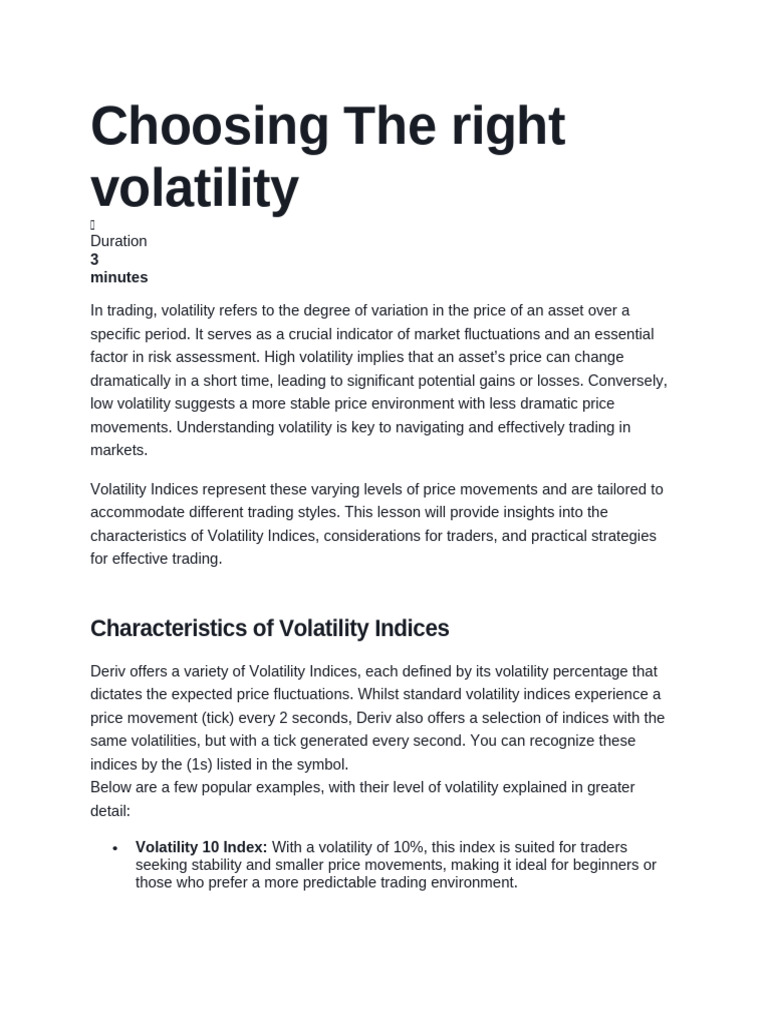 Understanding Volatility Indices in Trading | PDF | Volatility (Finance ...