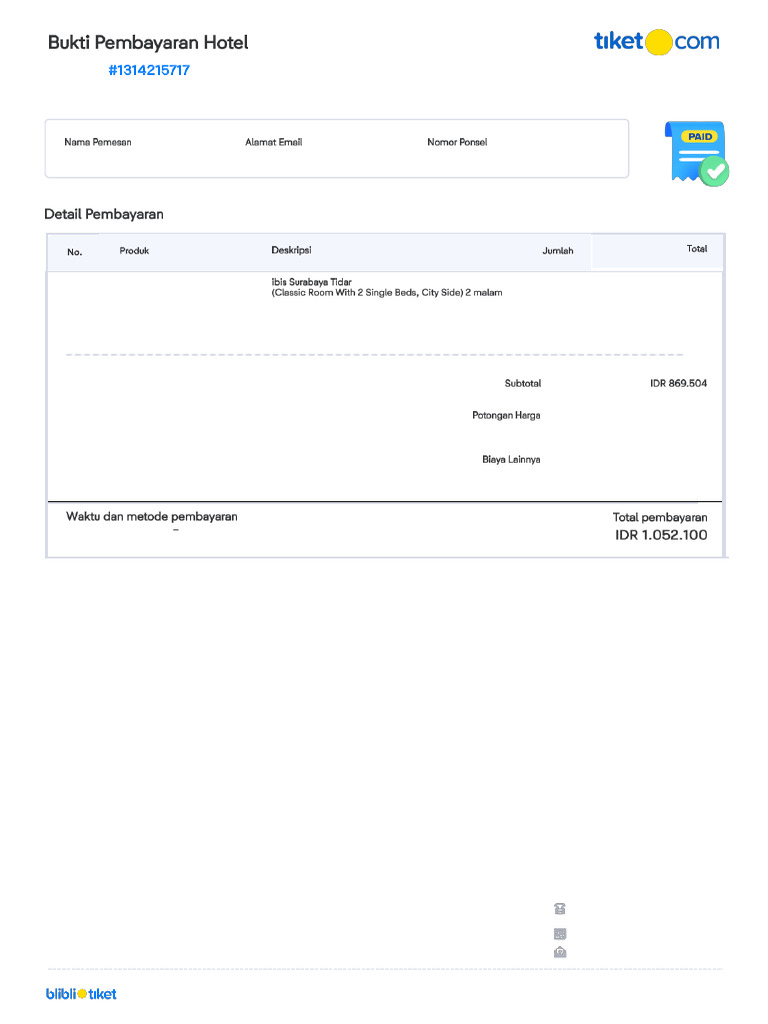 Receipt - Ibis Soraya | PDF
