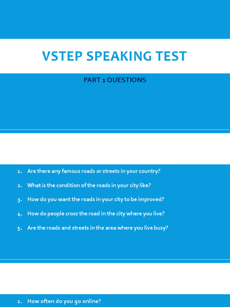 VSTEP Speaking Test Questions Guide | PDF