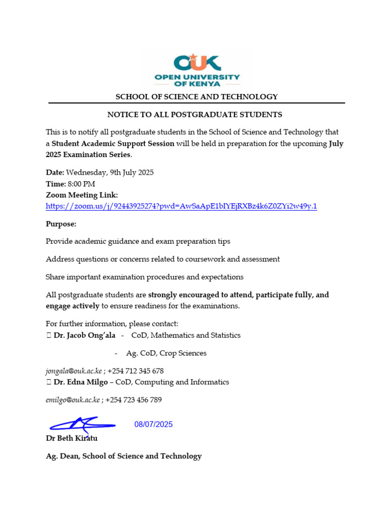SST - Students Notice - Postgraduate | PDF