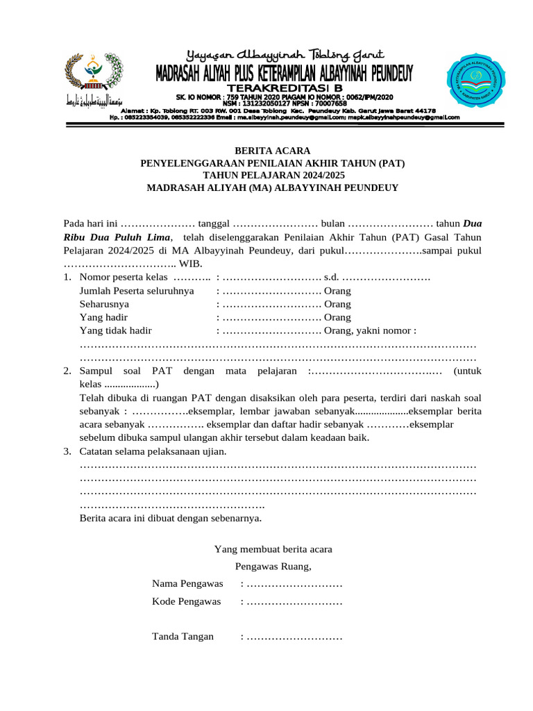 Berita Acara Pat Mapk. AP | PDF