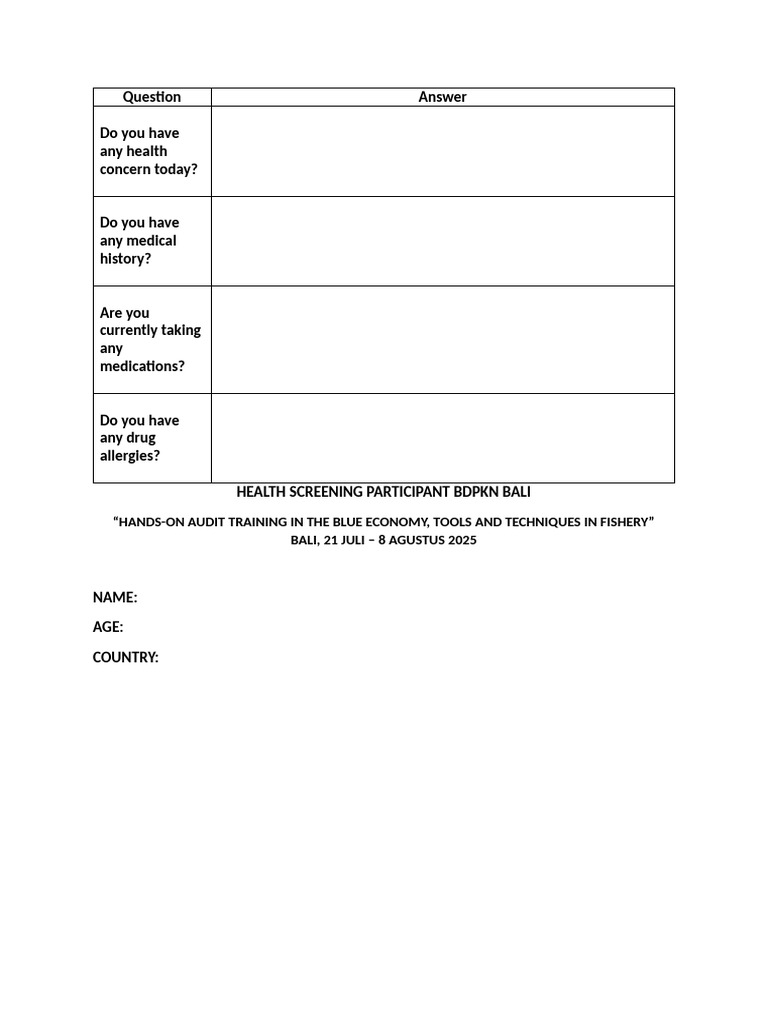 Health Screening | PDF