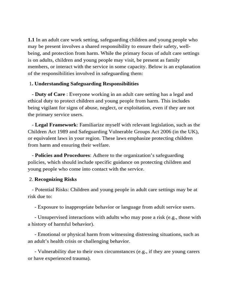 Safeguard Children and Young People in Adult Care Setting | PDF | Child ...