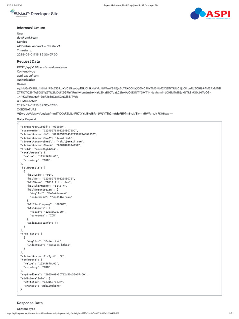 Report Aktivitas Aplikasi Pengujian - SNAP Developer Site | PDF ...