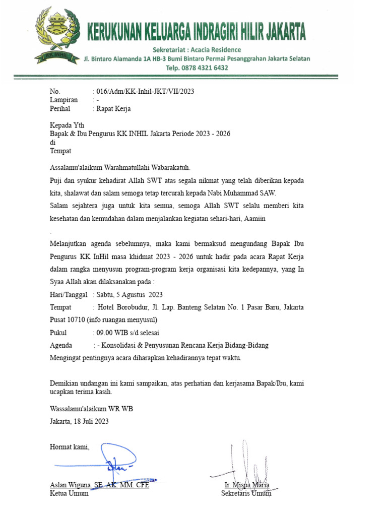Surat Undangan RaKer | PDF