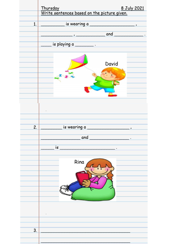 Sentence Writing Exercise Template | PDF