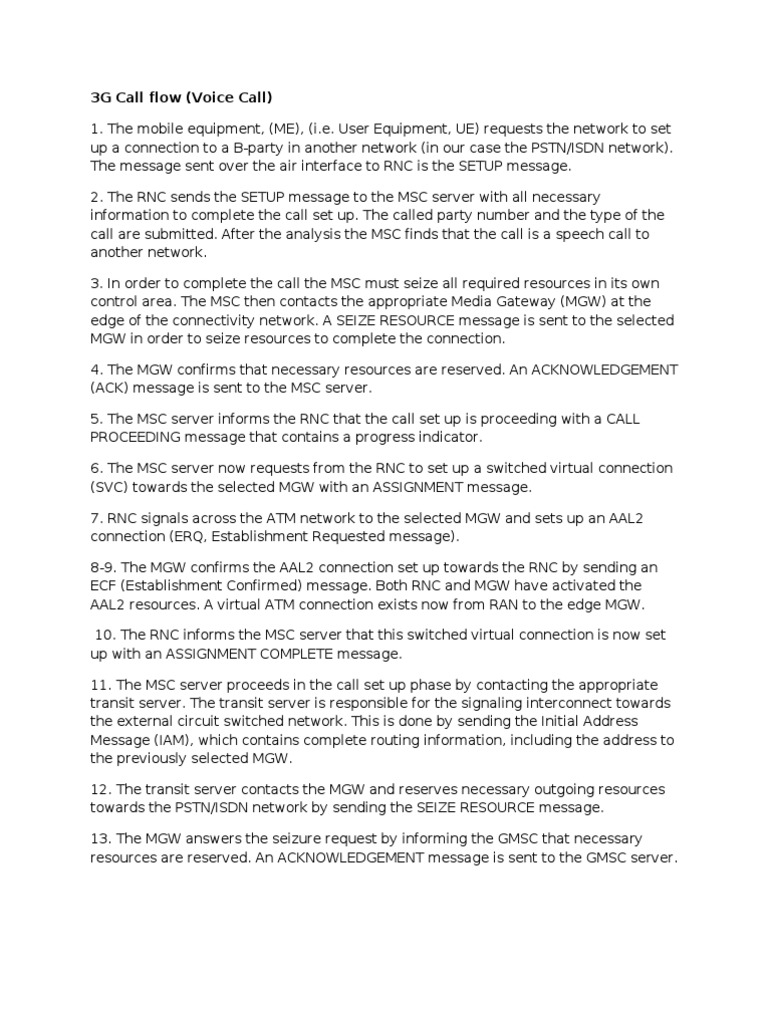 3G Call Flow Voice | PDF | Asynchronous Transfer Mode | Public Switched ...