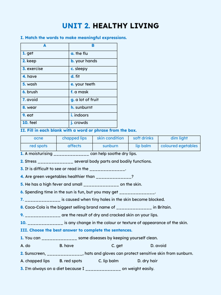 Unit 2. Healthy Living | PDF | Junk Food | Healthy Diet