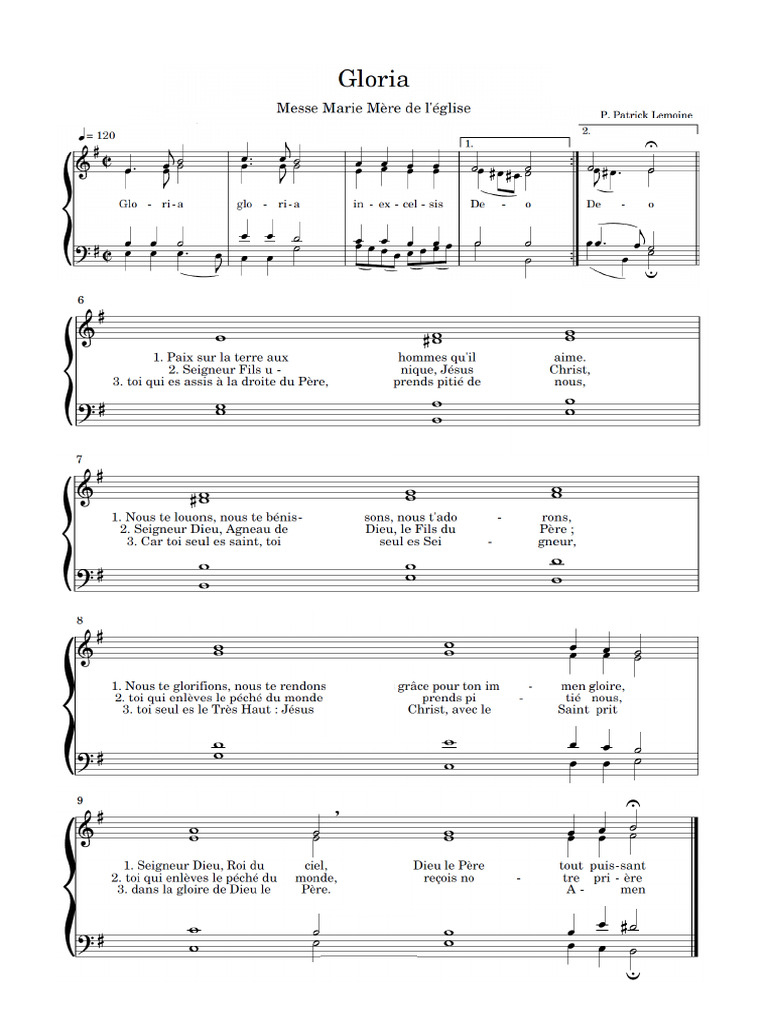 Gloria - Messe Marie Mère de L'eglise | PDF