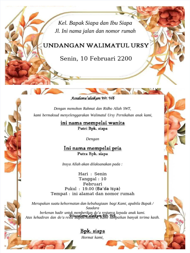 PDF Template Undangan Walimatul Ursy | PDF