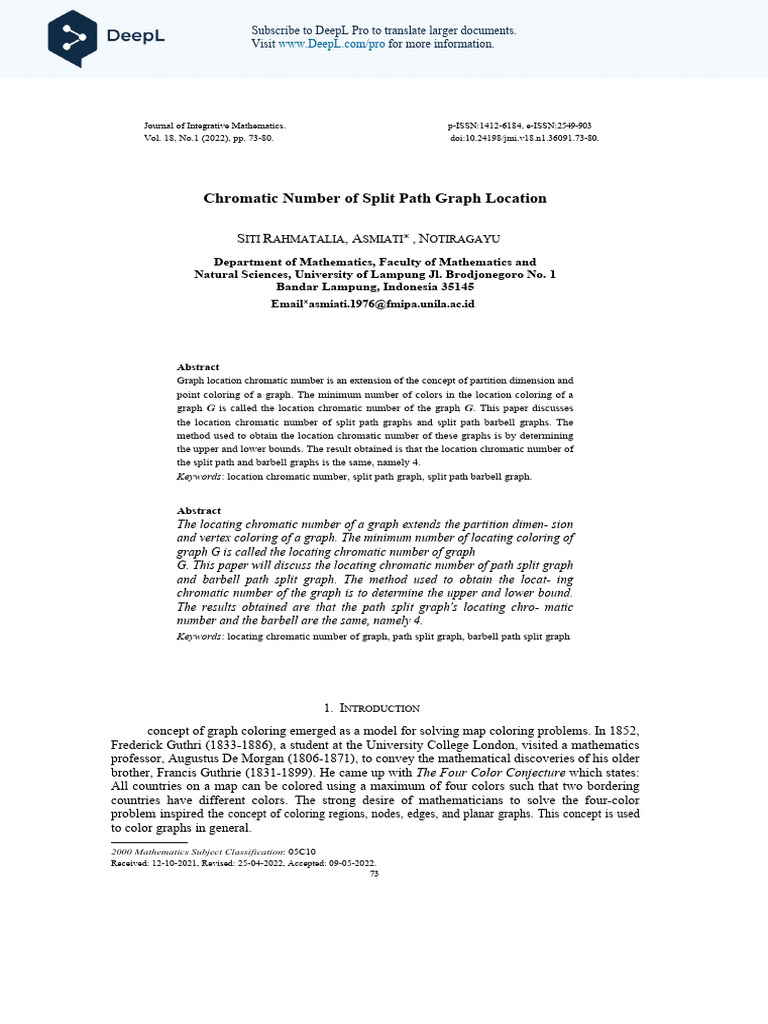 Location Chromatic Number of Split Path Graphs | PDF | Mathematics ...