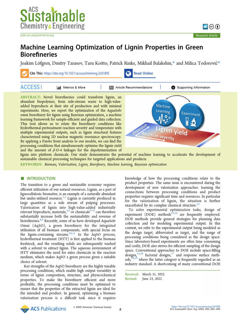 Machine Learning for Lignin Optimization | PDF | Mathematical ...
