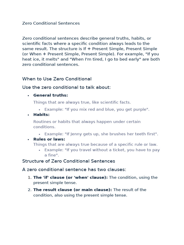 Understanding Zero Conditional Sentences | PDF