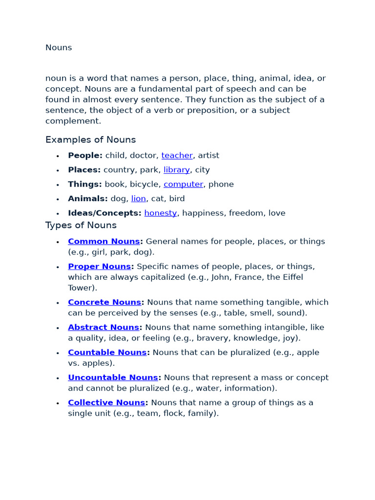 Understanding Types of Nouns | PDF