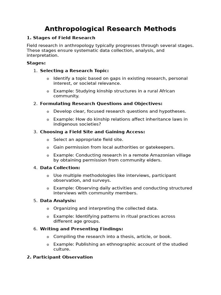 Anthropological Research Methods | PDF | Ethnography | Field Research