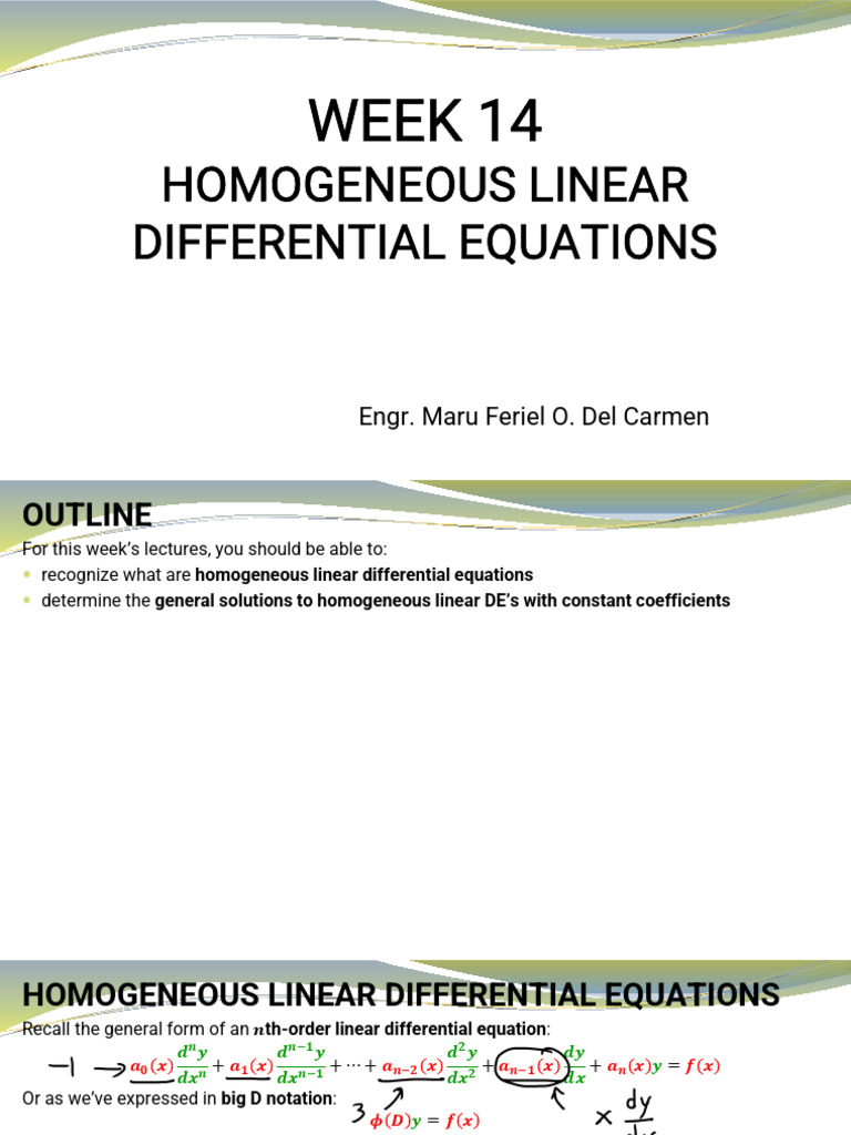 14 Homogeneous Linear Differential Equations-1 | PDF | Equations | Polynomial