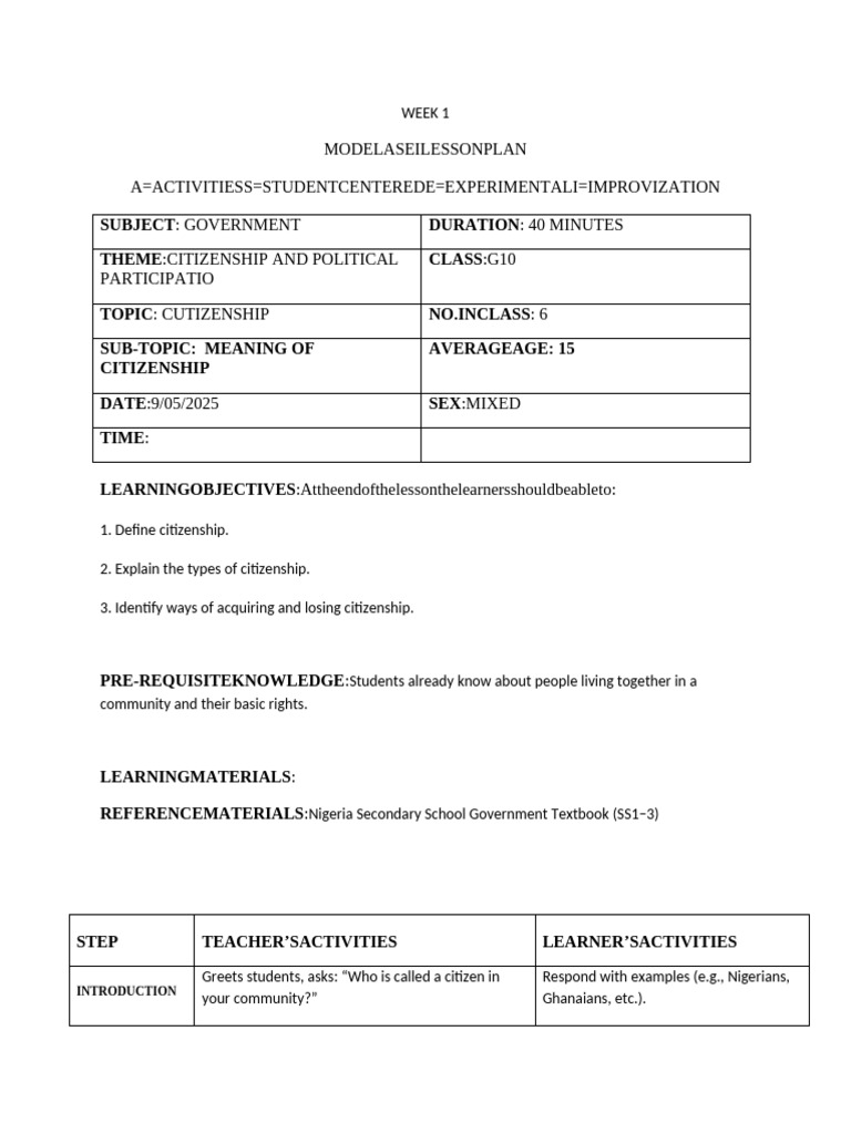 Government Week 1 | PDF