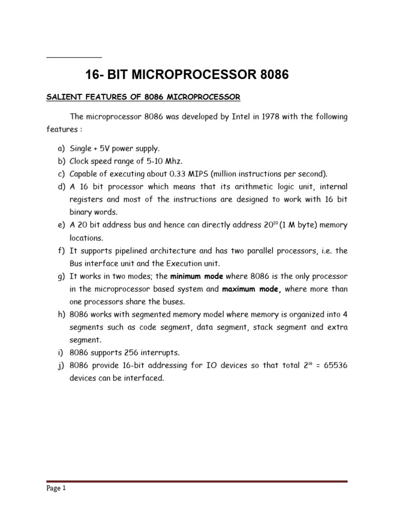 8086 Architecture | PDF | Central Processing Unit | Input/Output