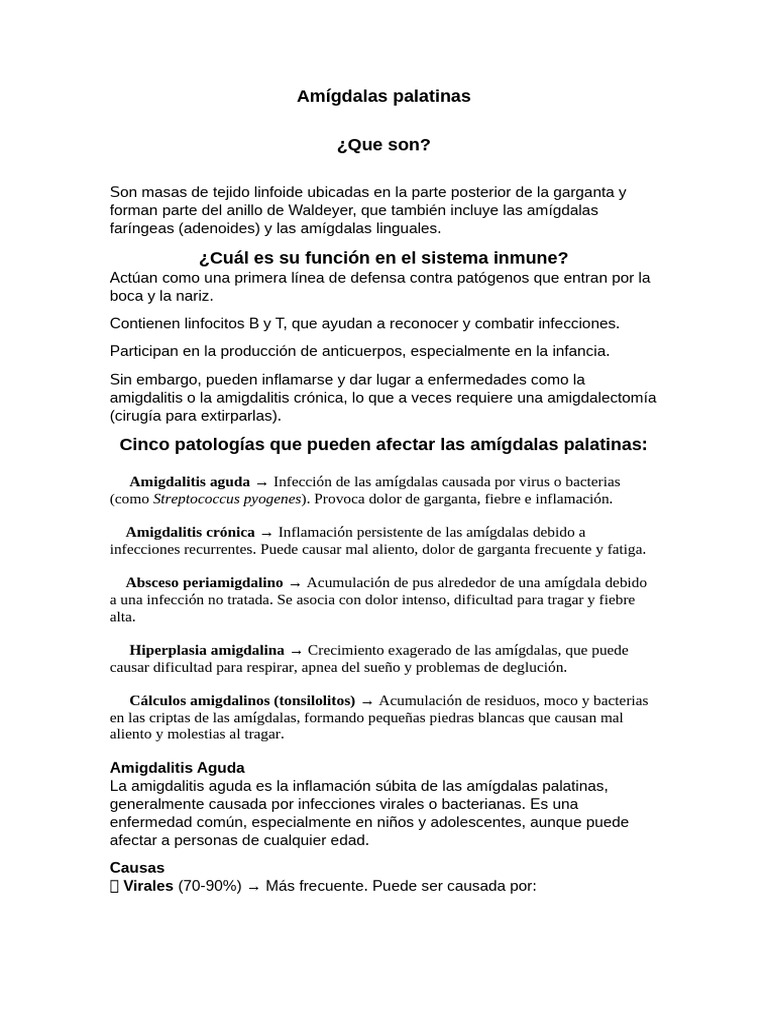 Amígdalas Palatinas | PDF | Especialidades Medicas | Enfermedades y ...