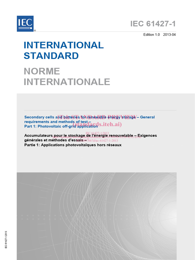 Norme IEC 61427-1: Stockage d'énergie | PDF | Commission ...