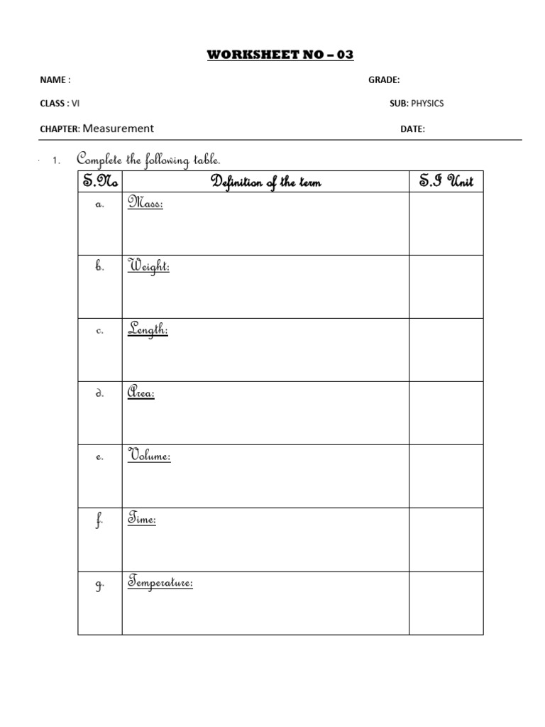 Class 6 Physics - Measurement | PDF