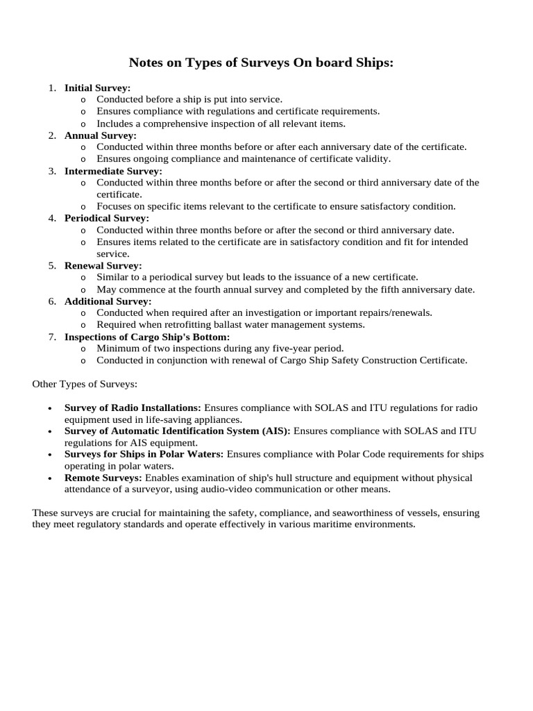 Types of Ship Surveys Explained | PDF