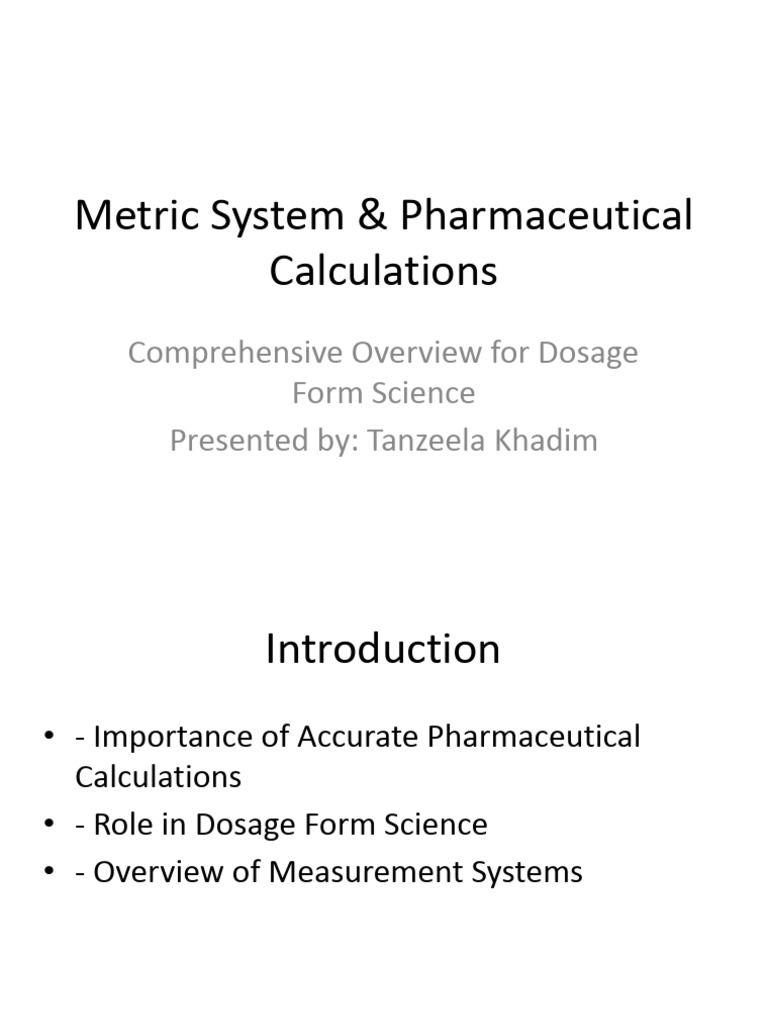 Metric System Pharmaceutical Calculations Presentation | PDF ...