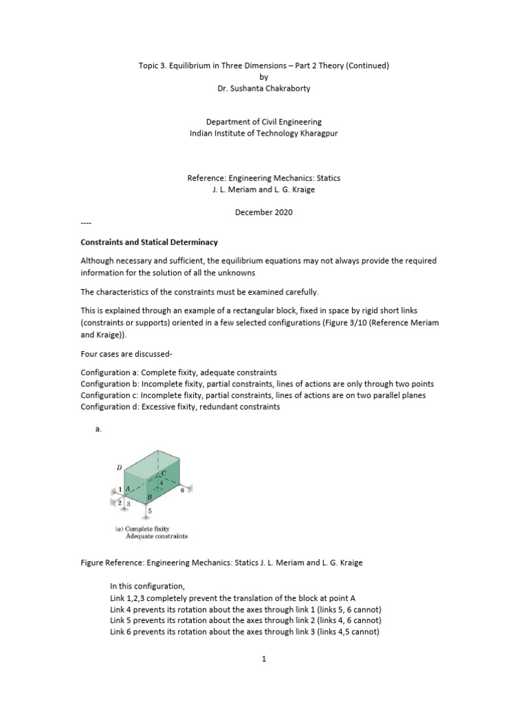 Equilibrium in 3D Lecture Note 2 | PDF | Rotation | Force