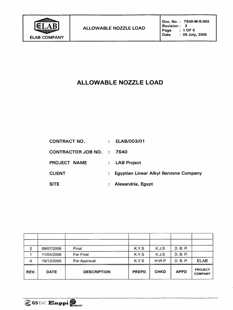 7S40 M S 002 - Allowable Nozzle Load | PDF