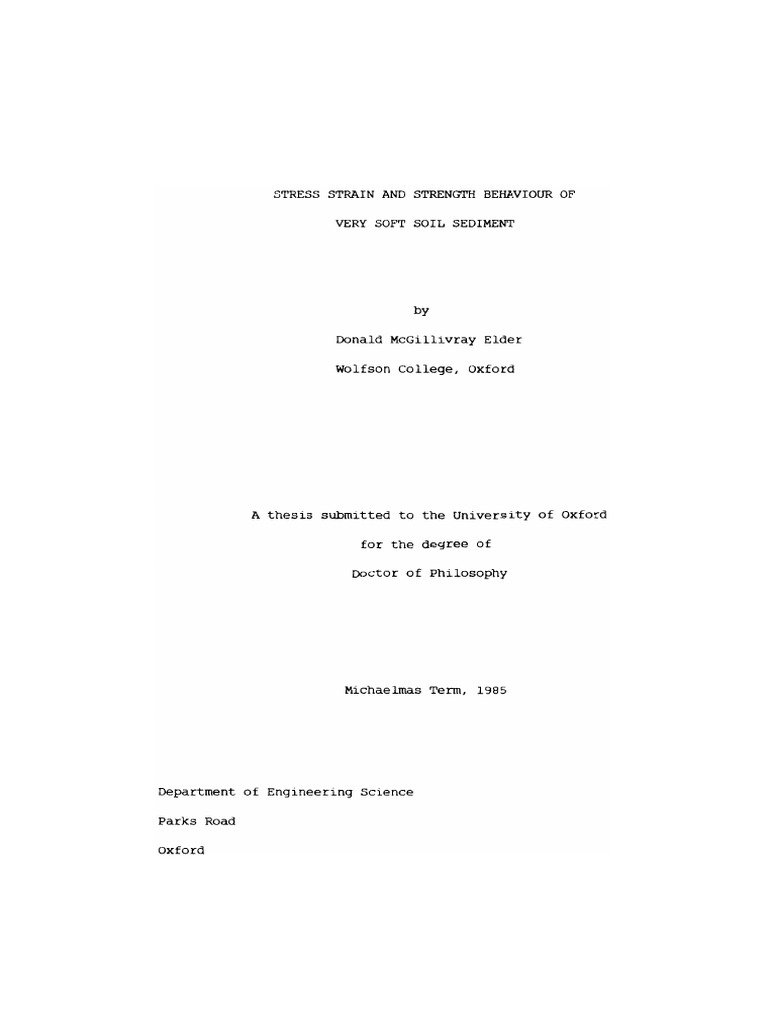 Stress Strain and Strength Behavior of Very Soft Soil Sediment | PDF