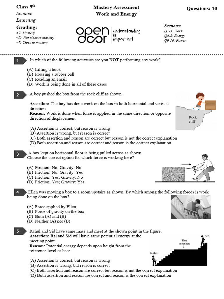 Mastery Assessment: Work and Energy | PDF
