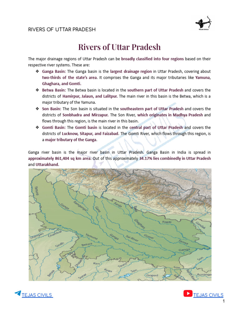Rivers of Uttar Pradesh | PDF | Environment | Aquatic Biomes