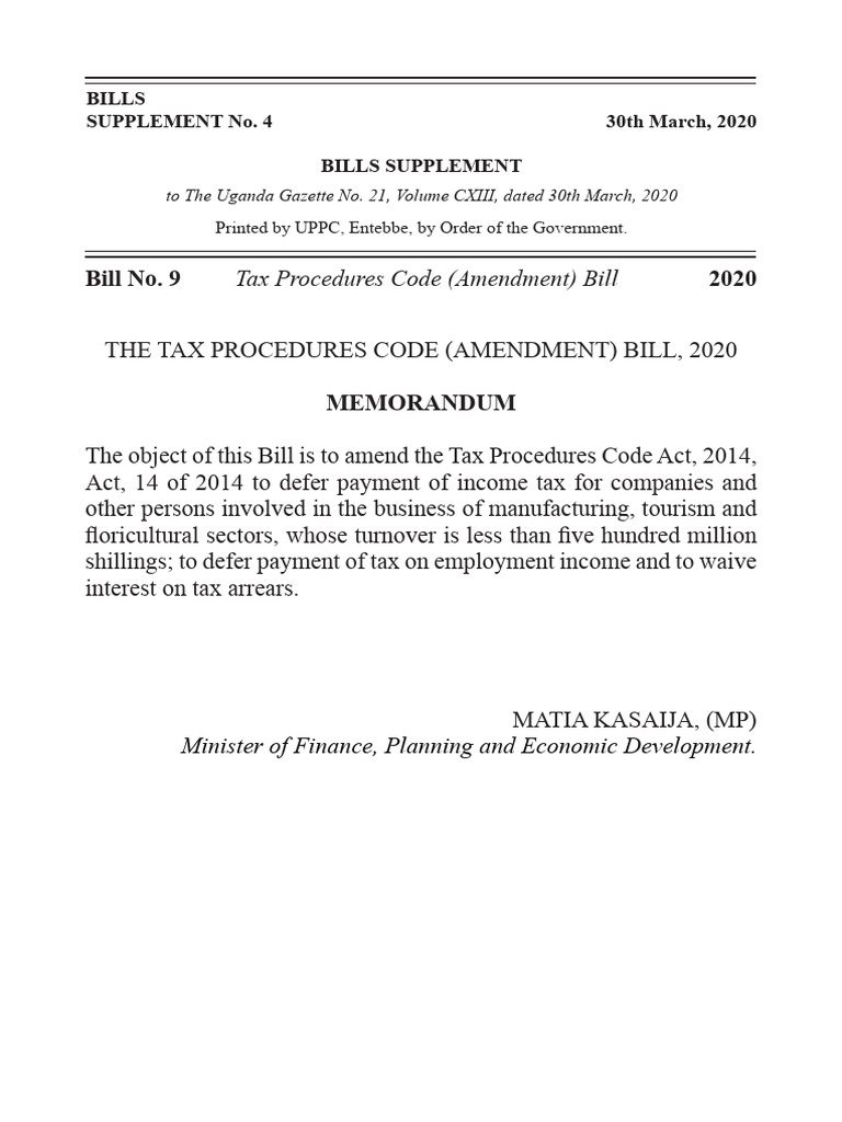 Tax Procedures Code Amendment 2020 | PDF | Taxes | Public Finance