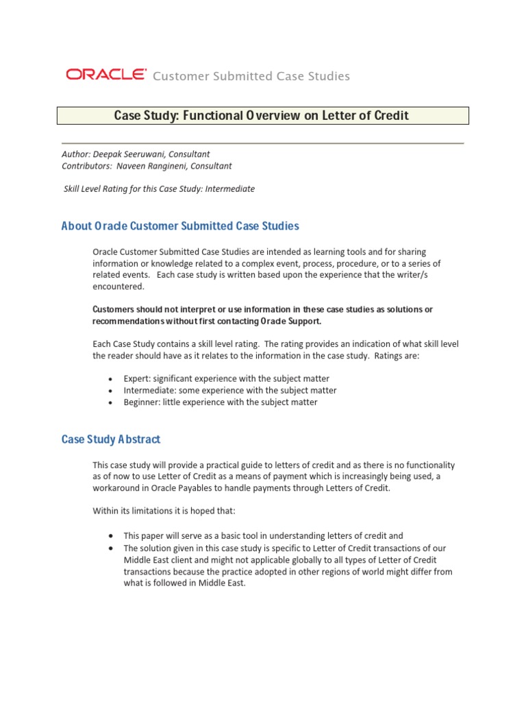 Letter of Credit Case Study | PDF | Letter Of Credit | Debits And Credits