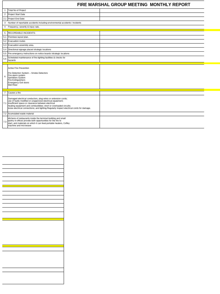Monthly Fire Marshal Report Overview | PDF