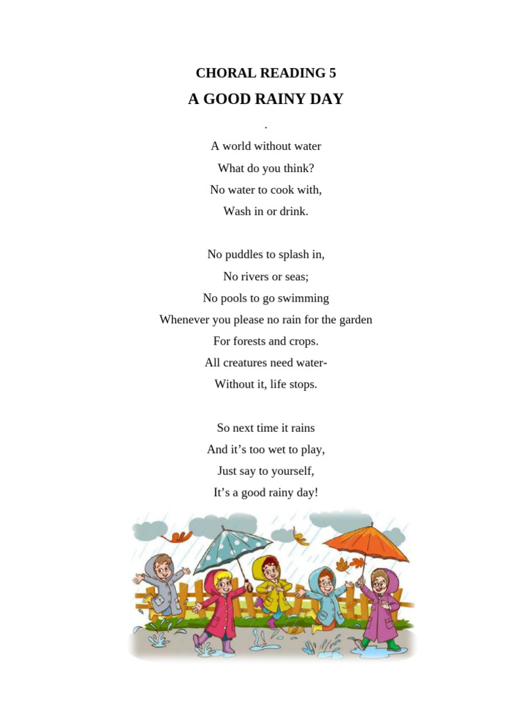 Choral Reading: A Good Rainy Day Poem | PDF
