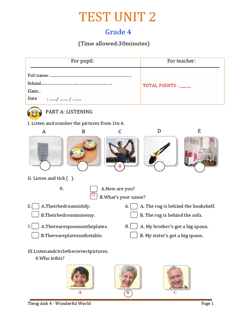 Grade 4 - Test Unit 2 | PDF | Chess Openings | Chess Theory