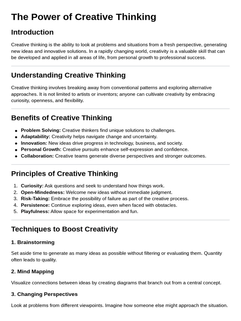 The Power of Creative Thinking | PDF | Creativity | Thought