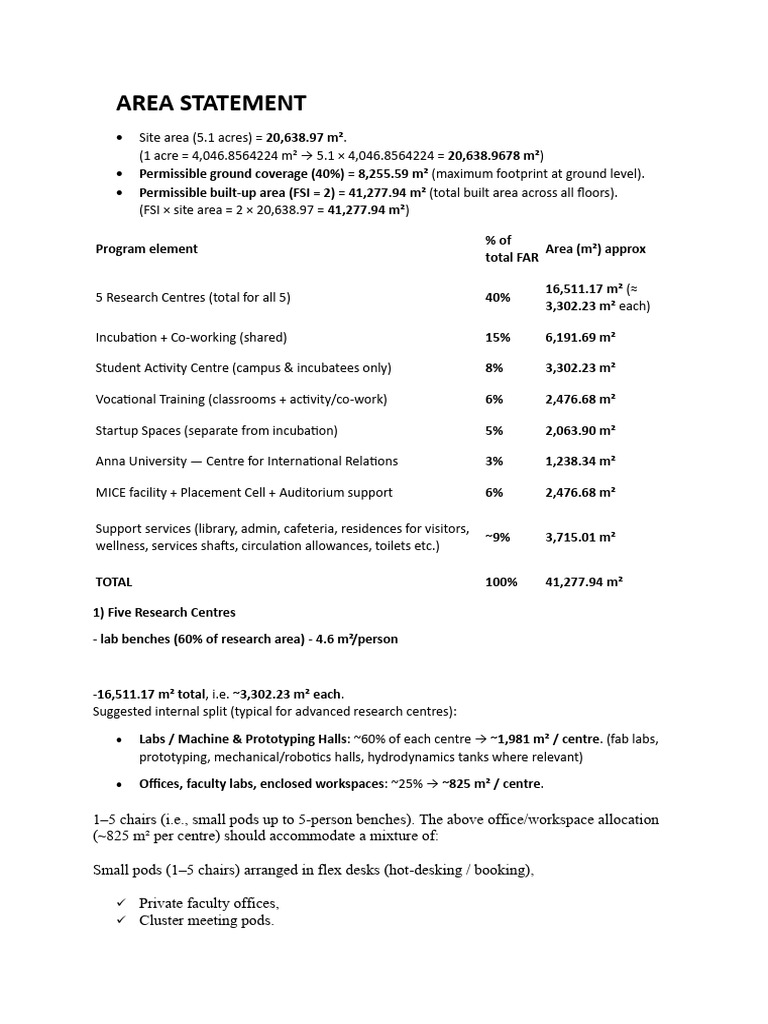 Area Statement 2nd Time | PDF | Classroom