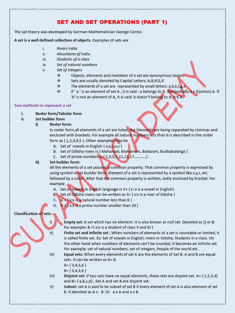 Set and Set Operations Final | PDF | Set (Mathematics) | Numbers