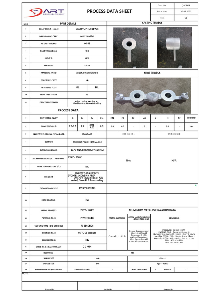 Wc877 Casting Pitch Lever | PDF | Sets Of Chemical Elements | Physical ...