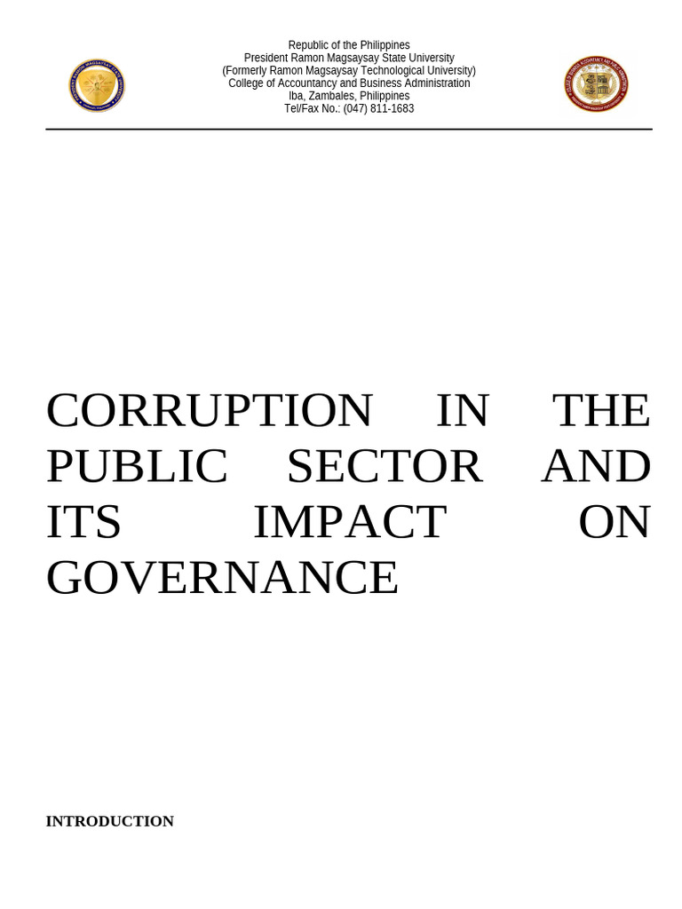 CHAPTER IV Corruption in the Public Sector and Its Impact on Governance | PDF | Political ...