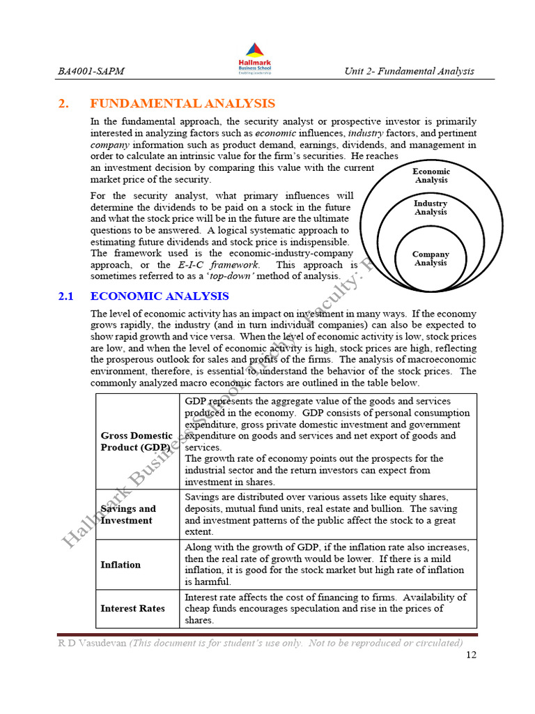 BA4001-SAPM-Unit 2-Fundamental Analysis - Ver 12.0 | PDF | Government Budget Balance | Forecasting