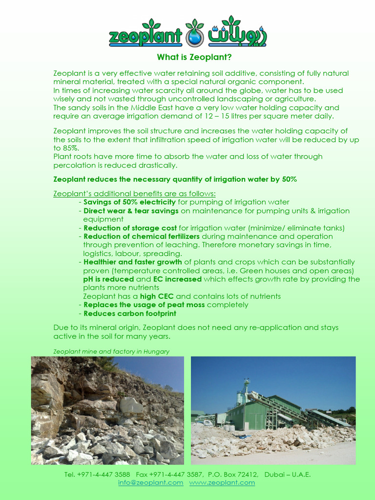 Zeoplant: Water-Saving Soil Additive | PDF