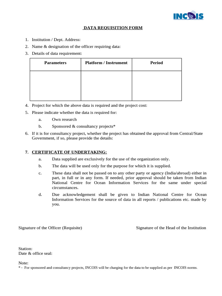 Data Requisition Form Guidelines | PDF