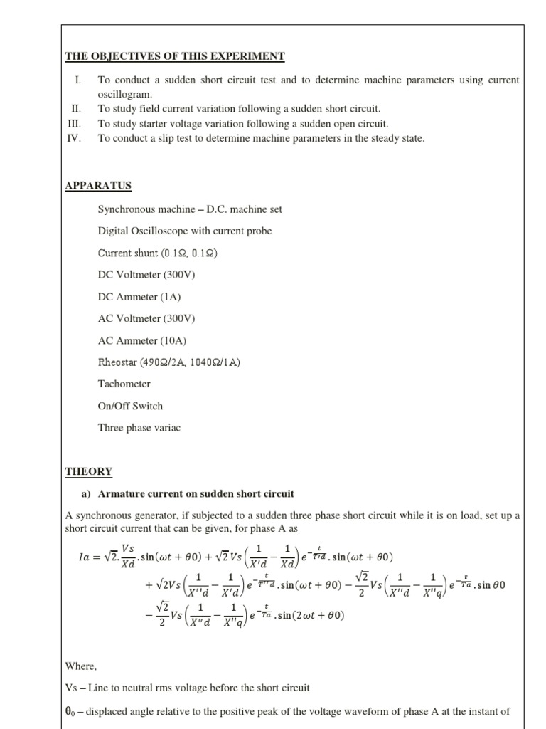 Synchronous Machine Parameter Testing | PDF | Steady State | Electrical ...