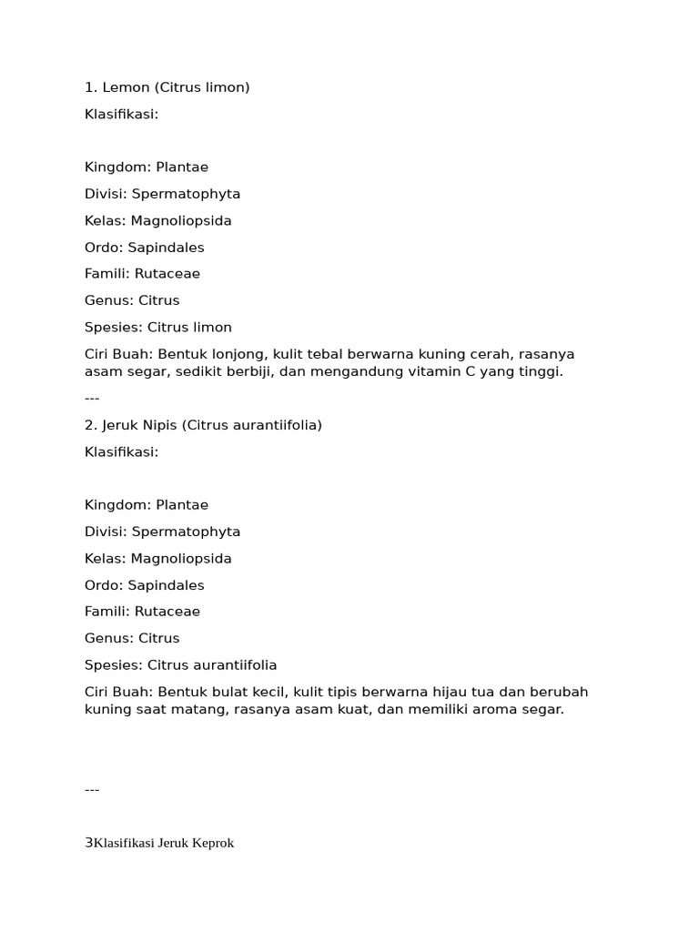 Klasifikasi Jeruk Biologi Kell.5 | PDF
