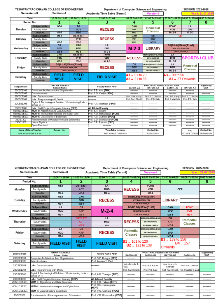 V6 - Odd Term - 2025-26 - Cse+aiml - Dept - 28.07.2025 | PDF ...