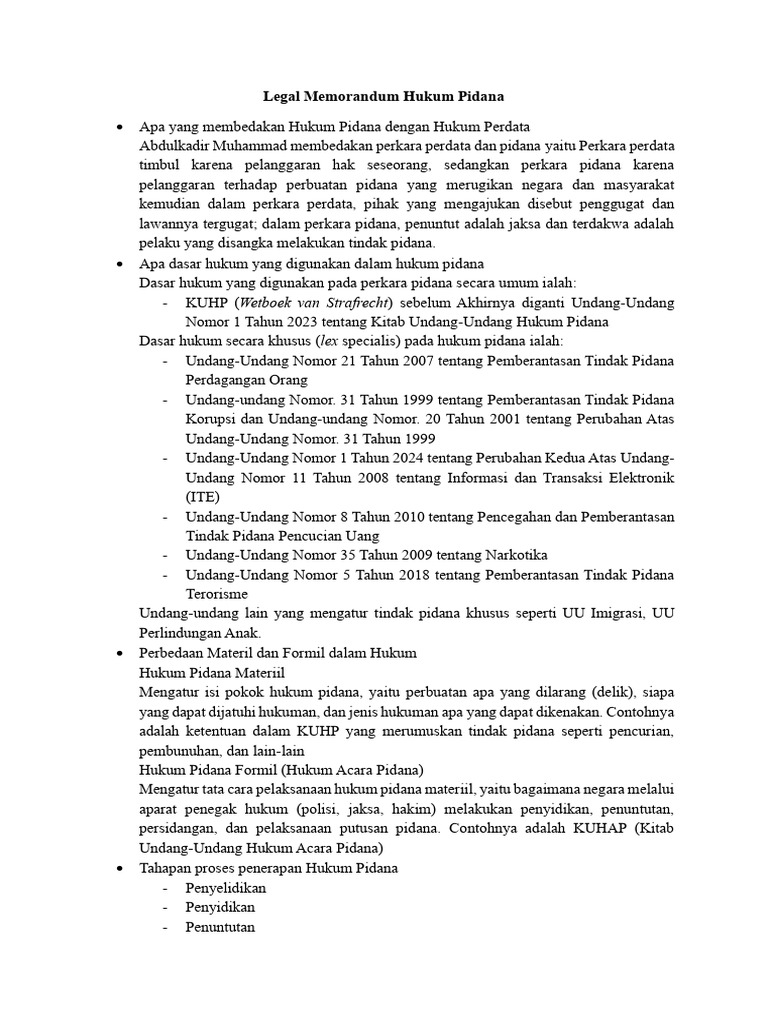 Legal Memorandum Hukum Pidana - Ilyas Pandu | PDF
